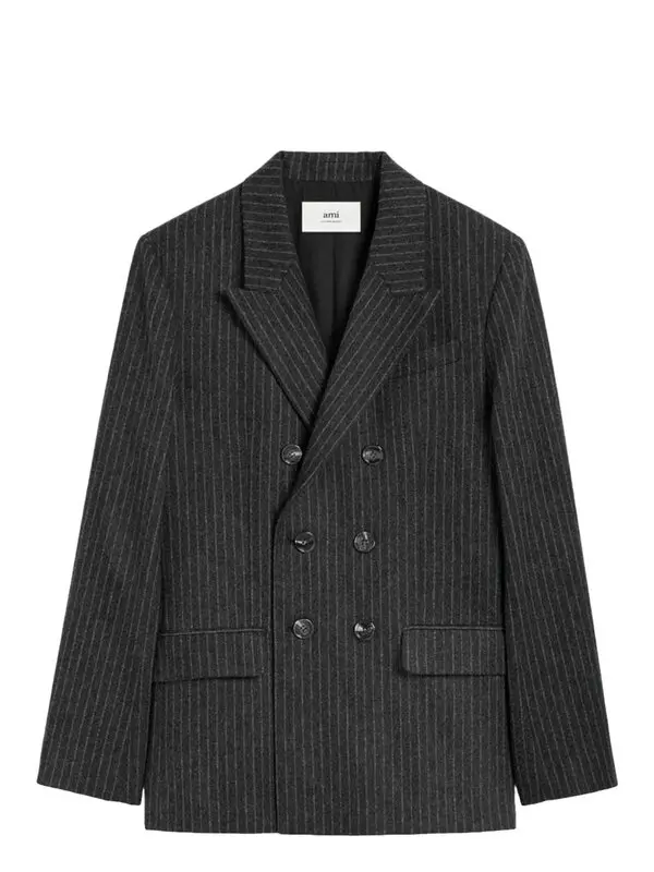 AMI Paris Double-breasted Wool Blazer - Grey