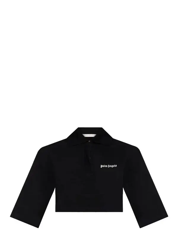 Palm Angels Cropped Polo Shirt - Black