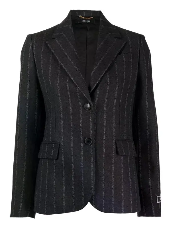 Versace Logo-pinstripe Blazer - Black