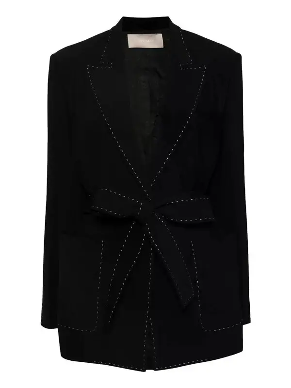 Elie Saab Topstitch Blazer - Black