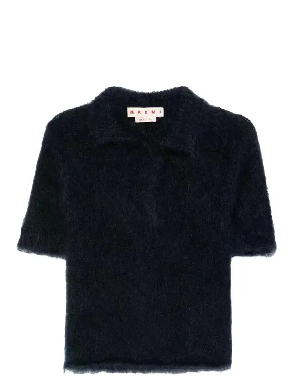 Marni Brushed-effect Polo Top - Blue