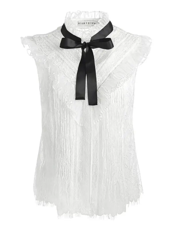 Alice + Olivia Rheba Sleeveless Shirt - White