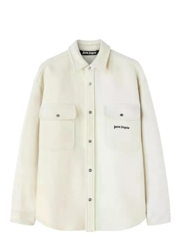 Palm Angels Logo-embroidered Twill Shirt Jacket - White