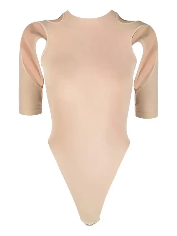 ANDREĀDAMO Cut-out Detail Stretch Top - Neutrals