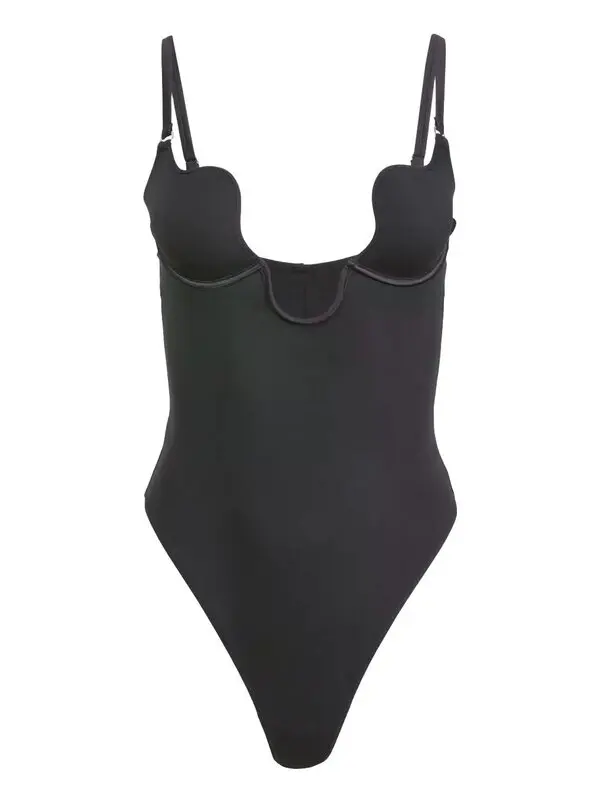 FLEUR DU MAL Le Stretch Micro Seduce U-plunge Bodysuit - Black