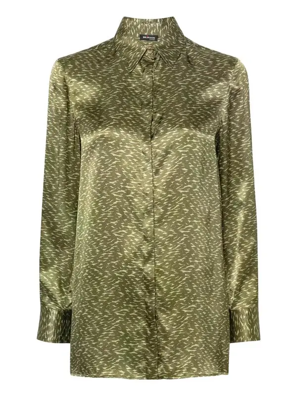 Kiton Abstract-print Silk Shirt - Green