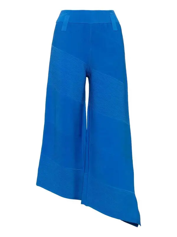 Ph5 Diagonal-ribbed Cropped Wide Leg Pants - Blue