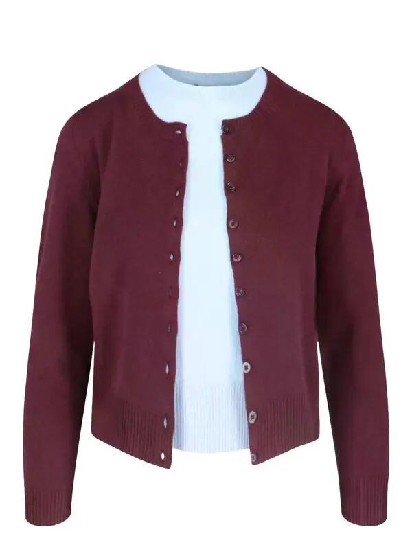 CANESSA Cashmere Knitted Top And Cardigan Set - Red