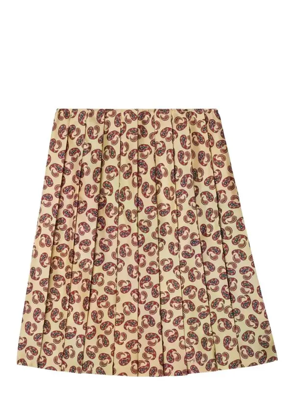 Burberry Paisley-print Silk Pleated Midi Skirt - Neutrals