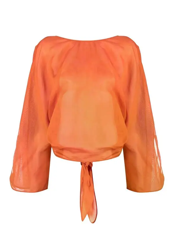 Alberta Ferretti V-back Long-sleeve Blouse - Orange