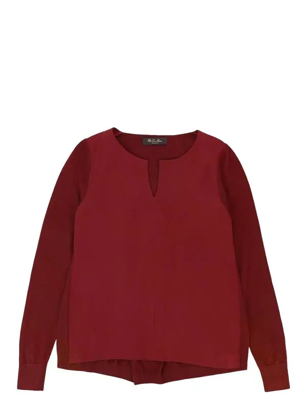 Loro Piana V-neck Silk Blouse - Red