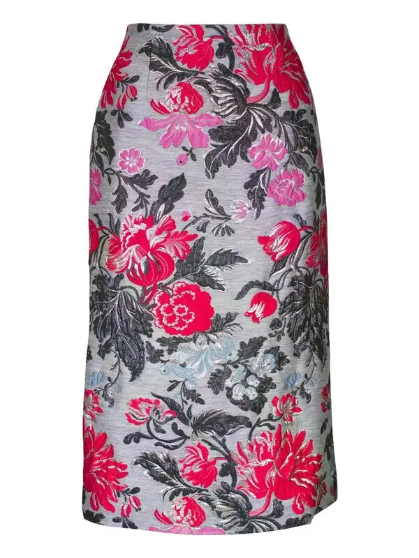Carolina Herrera Floral-jacquard Midi Skirt - Grey