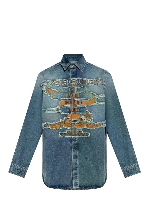Y/project Distressed Denim Shirt - Blue