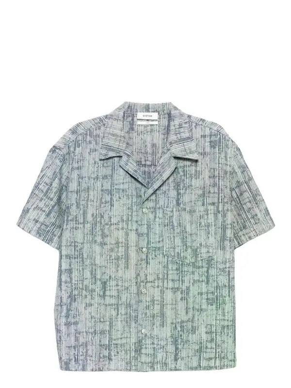 SYSTEM Denim Jacquard Camp Shirt - Blue