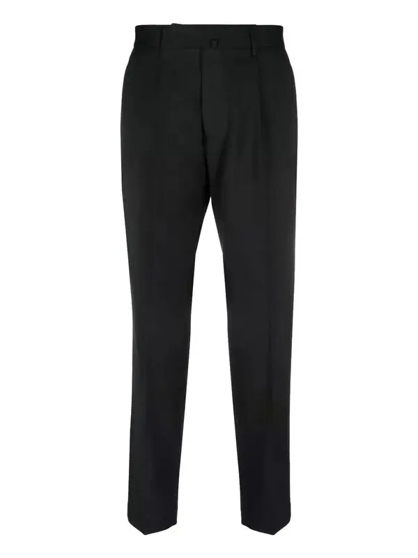 DELL'OGLIO Pleated Tapered Trousers - Black