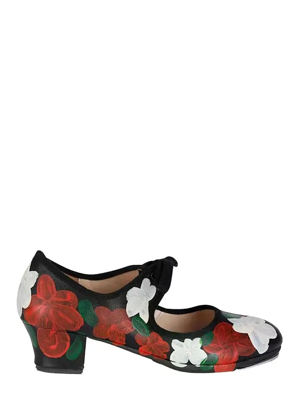 Comme Des Garçons Flowers Tap Dance Pumps - Black