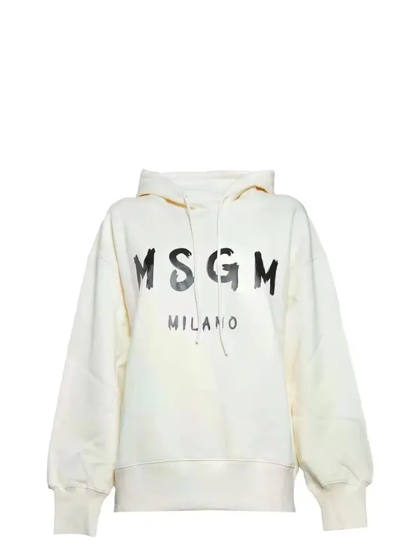 MSGM Graphic-logo Hoodie - Neutrals