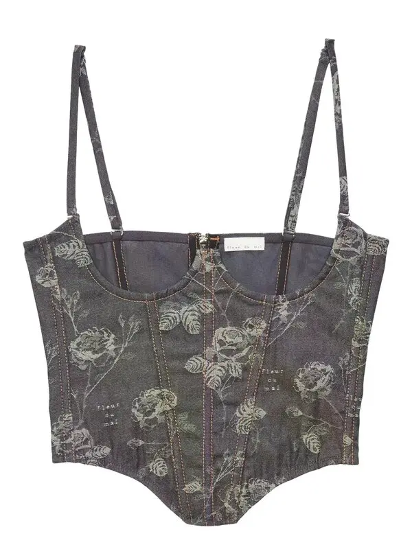 FLEUR DU MAL Jacquard Bustier - Blue