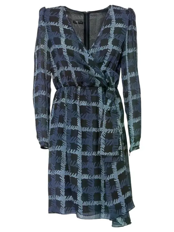 Emporio Armani Check-pattern Dress - Blue