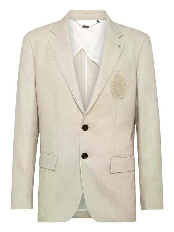 BILLIONAIRE Logo-patch Single-breasted Blazer - Neutrals