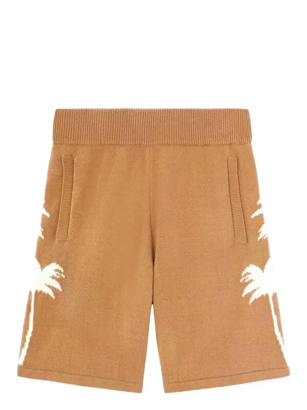 Palm Angels Palm Tree Knitted Shorts - Neutrals