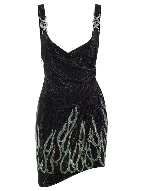 Philipp Plein Flame Mini Dress - Black