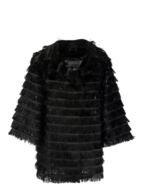Alberta Ferretti Long-sleeved Fringed Jacket - Black