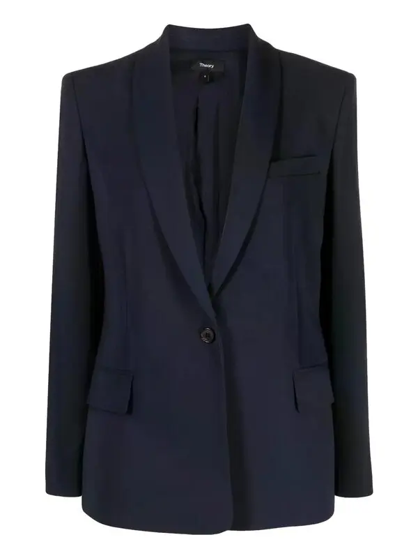 Theory Single-breasted Blazer With Shawl Lapels - Blue