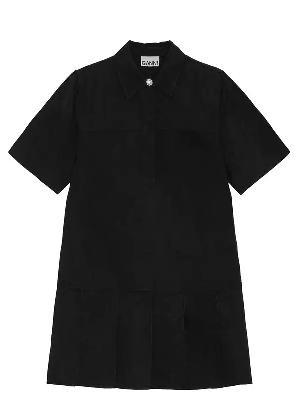 GANNI Twill Mini Dress - Black