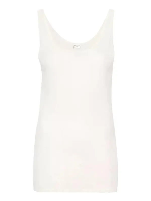 Saint Laurent Fine-ribbed Semi-sheer Tank Top - Neutrals