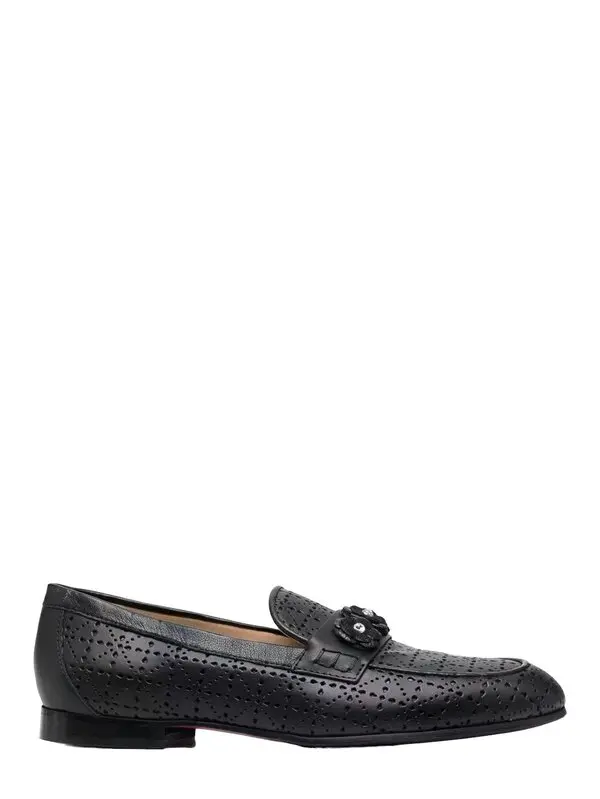 BALDININI Floral-appliqué Leather Moccasins - Black