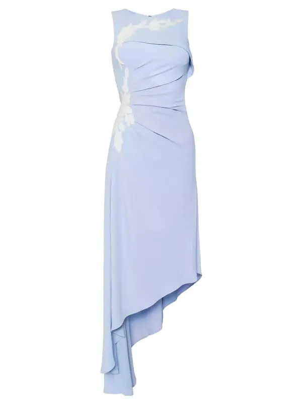 SAIID KOBEISY Gathered Crepe Asymmetric Dress - Blue