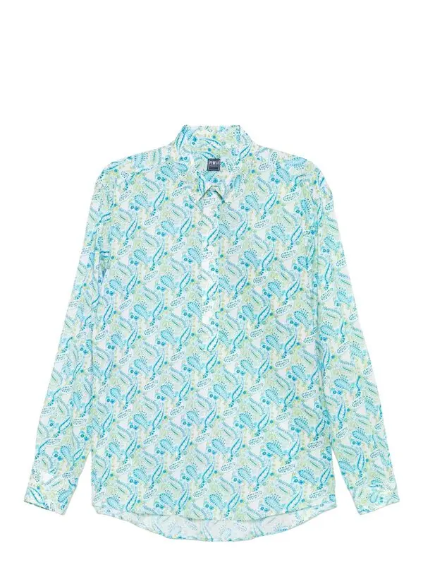 Fedeli Paisley-print Shirt - Blue
