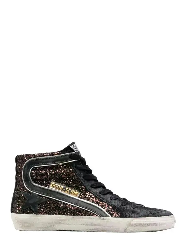 GOLDEN GOOSE Slide Glitter High-top Sneakers - Black