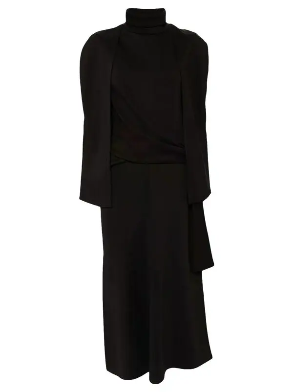 Goen.j Knot Detailed Cape-effect Dress - Brown