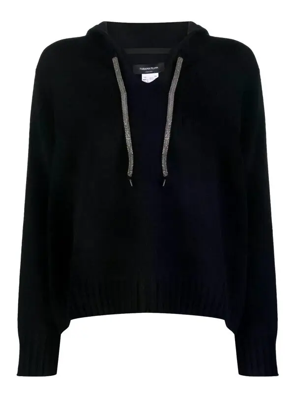 Fabiana Filippi Hooded V-neck Jumper - Black