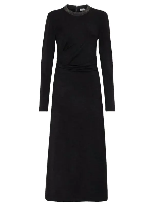 Brunello Cucinelli Monili-trim Gathered Dress - Black