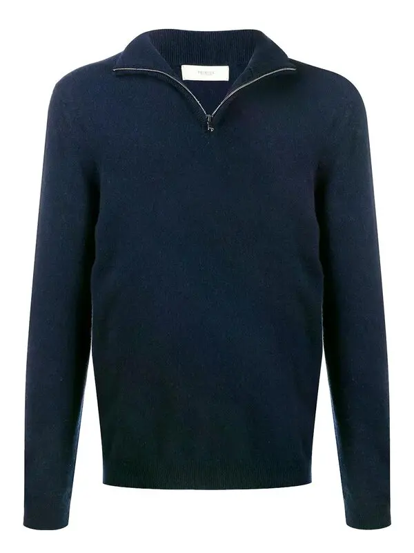 Pringle Of Scotland Fine Knit Zip Neck Sweater - Blue