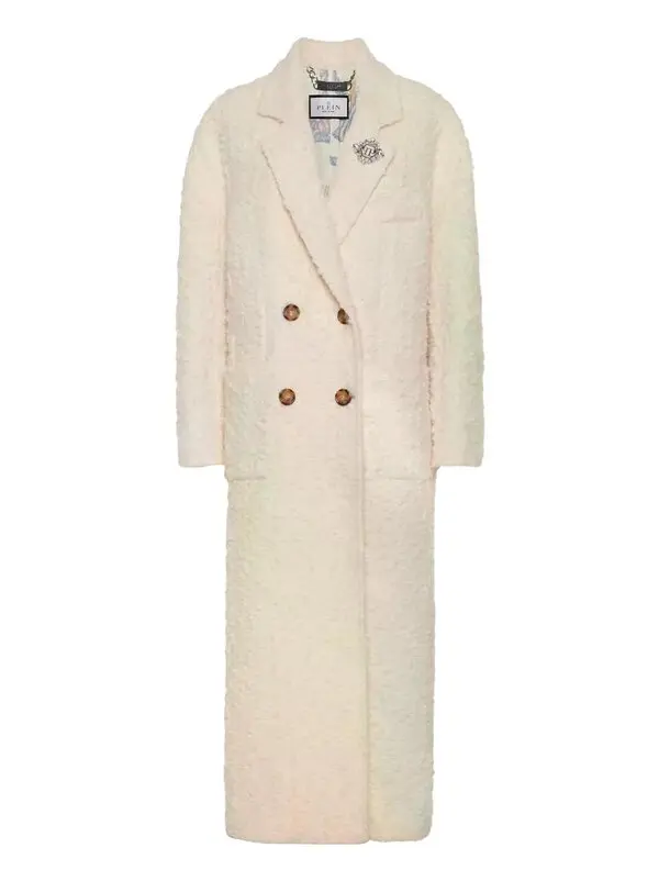 Philipp Plein Double-breasted Bouclé Coat - Neutrals