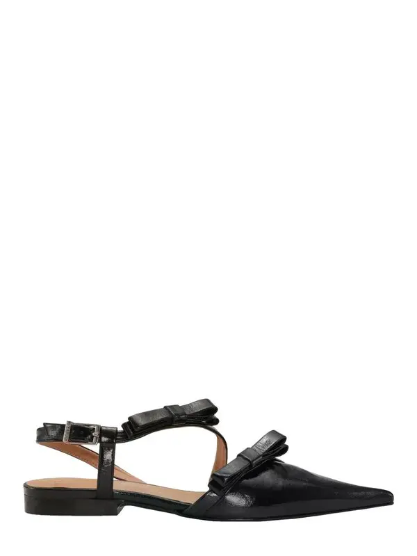 GANNI Bow-detail Slingback Ballerina Shoes - Black
