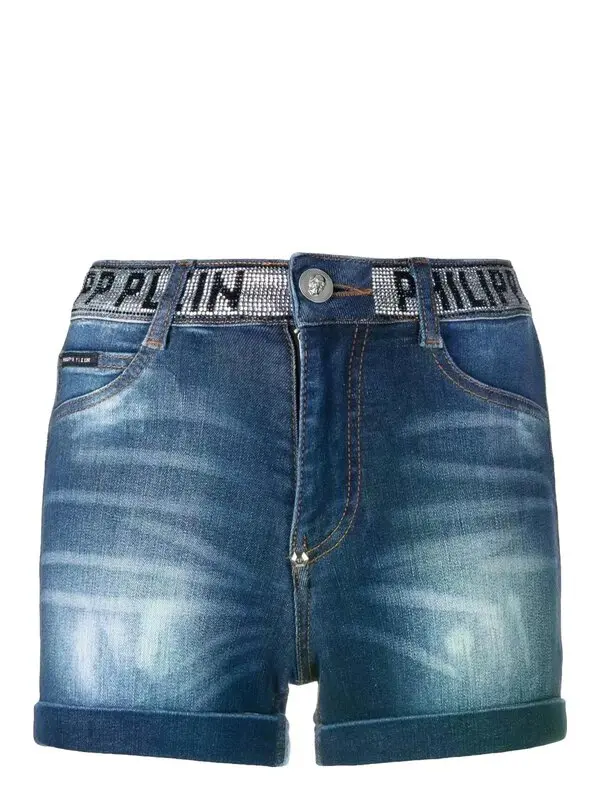 Philipp Plein Stones Embellished Hot Pants - Blue