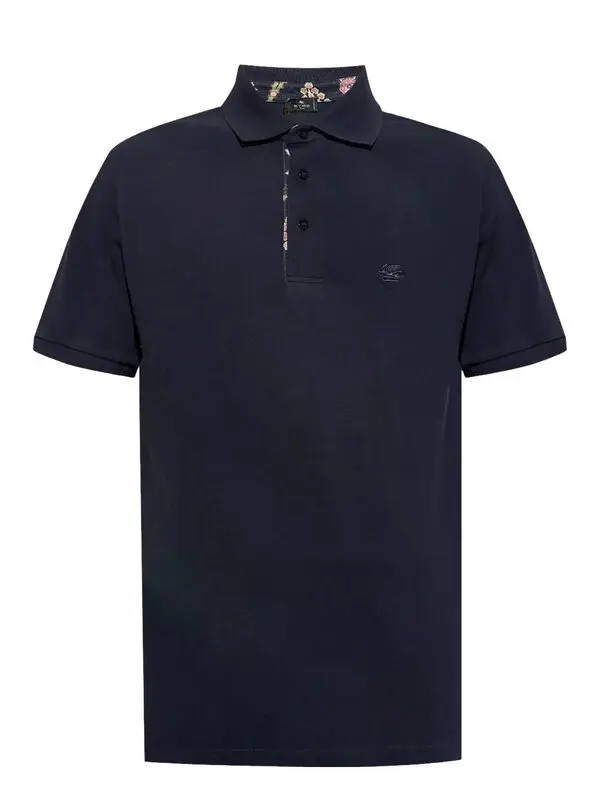 Etro Logo-embroidered Cotton Polo Shirt - Blue
