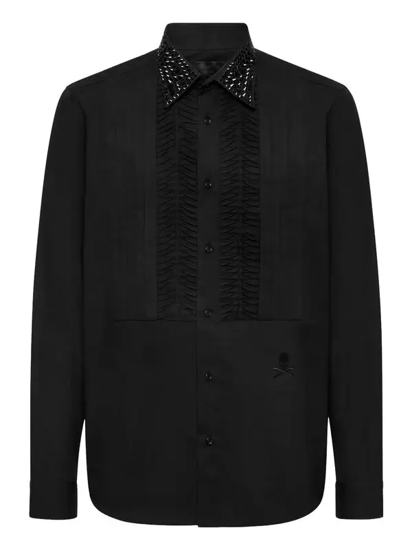 Philipp Plein Strass-detail Long-sleeve Shirt - Black