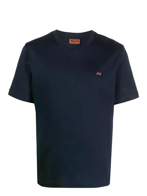 Missoni Logo-embroidered Cotton T-shirt - Blue