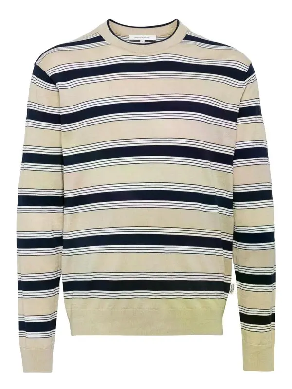 Maison Kitsuné Stripe Print Cotton Blend Sweater - Neutrals