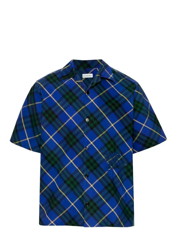 Burberry Check Cotton Shirt - Blue