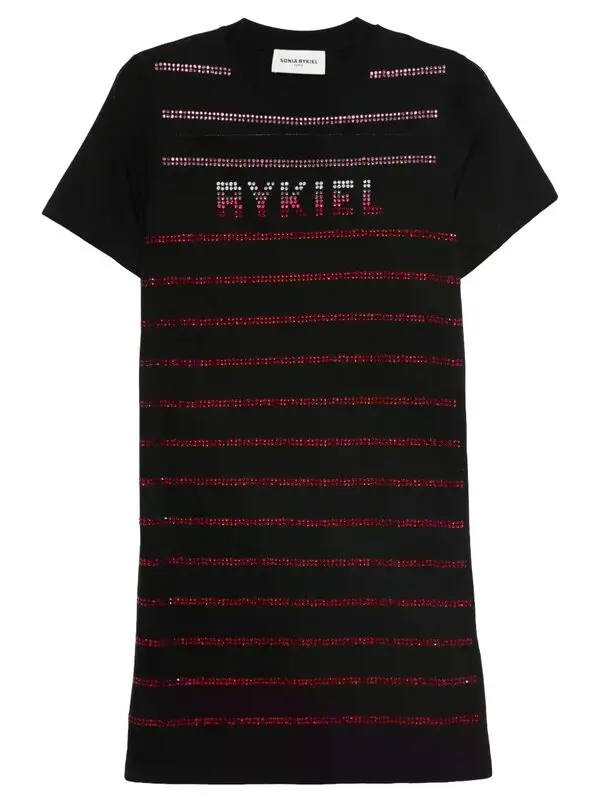Sonia Rykiel Paris Short-sleeved Rhinestone Mini Dress - Black