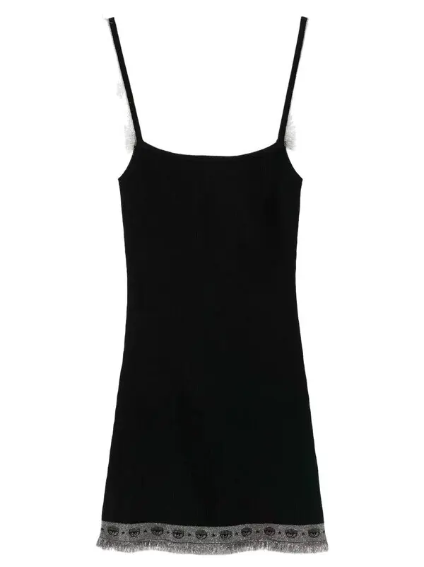 CHIARA FERRAGNI Ribbed-knit Lurex Mini Dress - Black