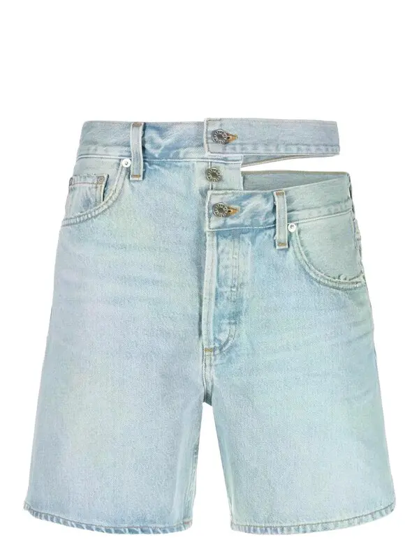 AGOLDE Asymmetric Denim Shorts - Blue