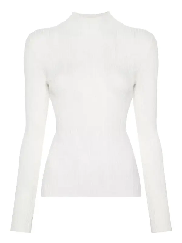 TWINSET Ribbed Turtleneck Sweater - White
